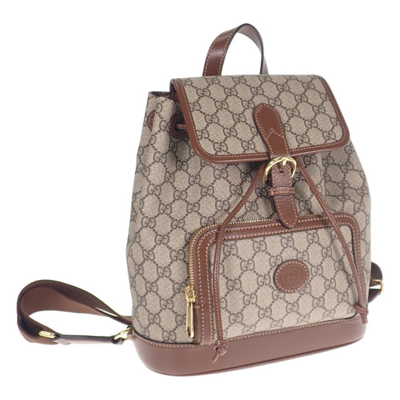 Gucci | Bags | Gucci Backpack Interlocking G Pu Leather Brown | Poshmark